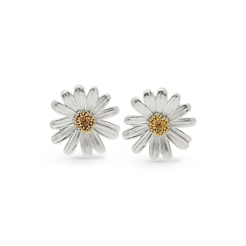 Thallo Aigli Daisy Earrings statement, flower, statement studs, 24K Gold and sterling silver